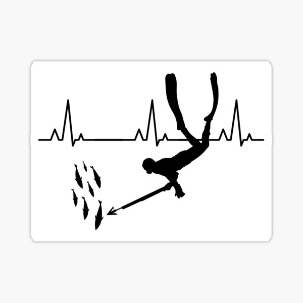 "Spearfishing Spearfisher Fishing Heartbeat Pulse" Sticker for Sale by ...