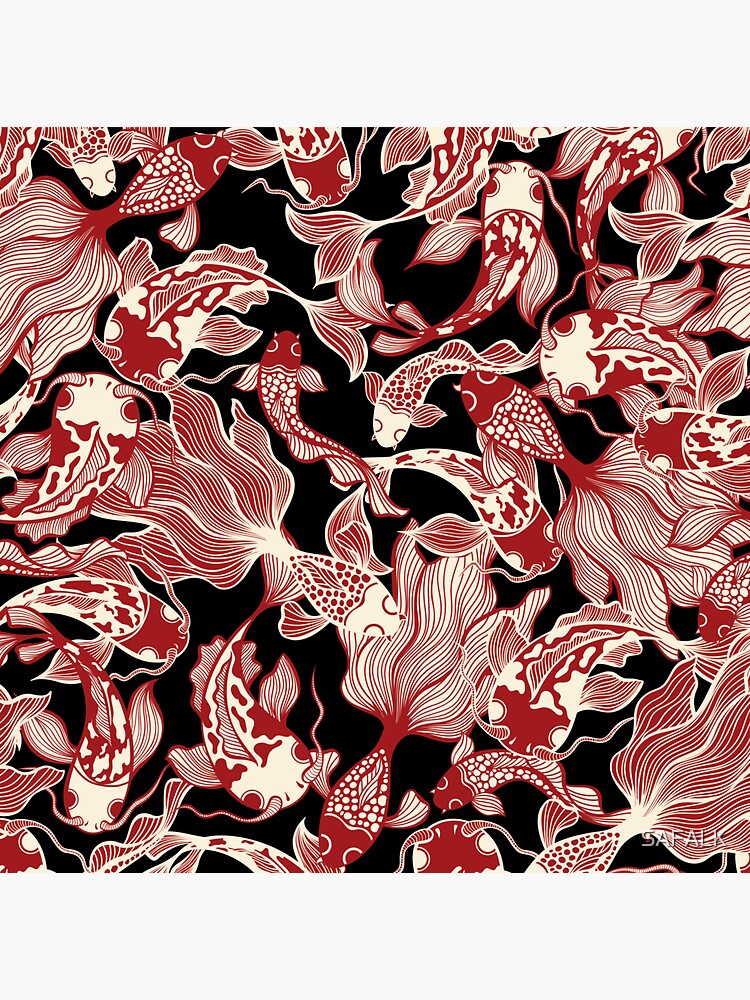 "Most Beautiful Red white Japanese traditional fish Art work T-shirt ...