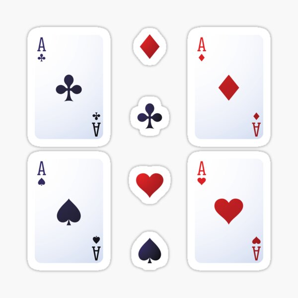 "Playing Cards Ace Types Leaves Diamonds Hearts Clovers" Sticker for ...