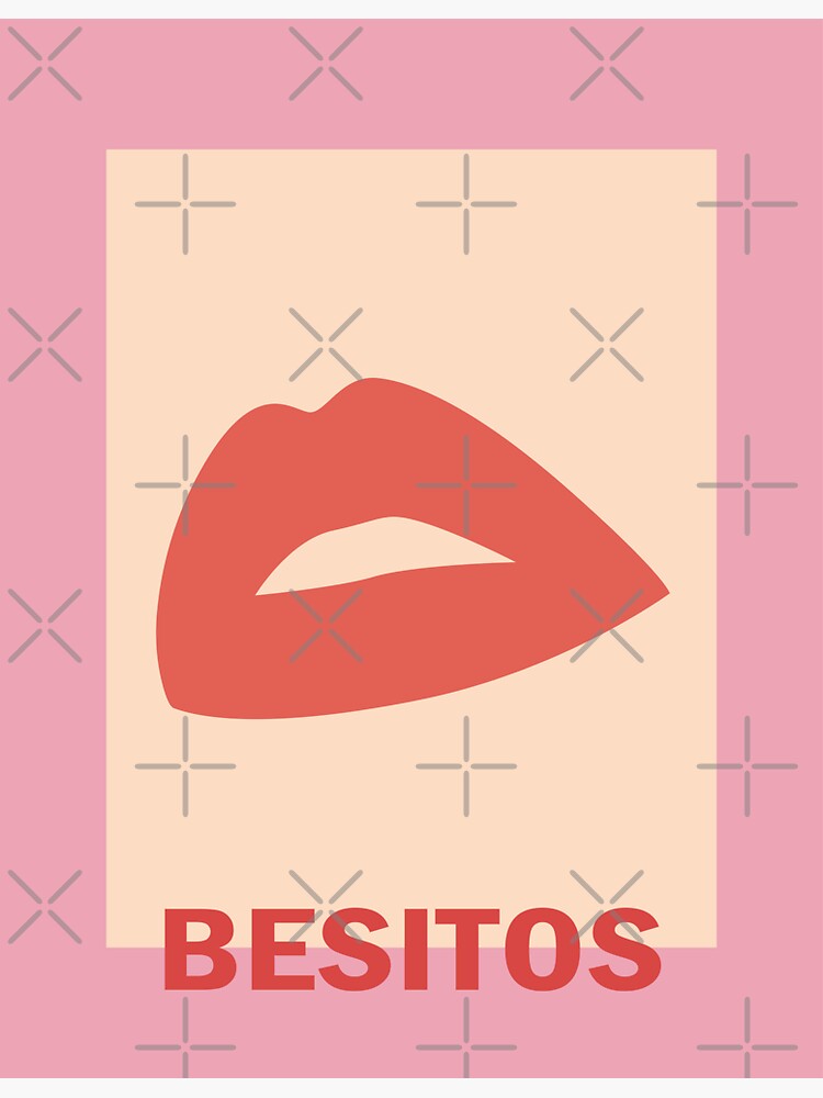 "Besitos, Red lips, Kiss art print, Y2K, Retro poster, Fashion decor, Aesthetic art, Valentine's ...