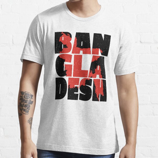 "Bangladesh Word Large text print and Map of country (black & red)" T ...