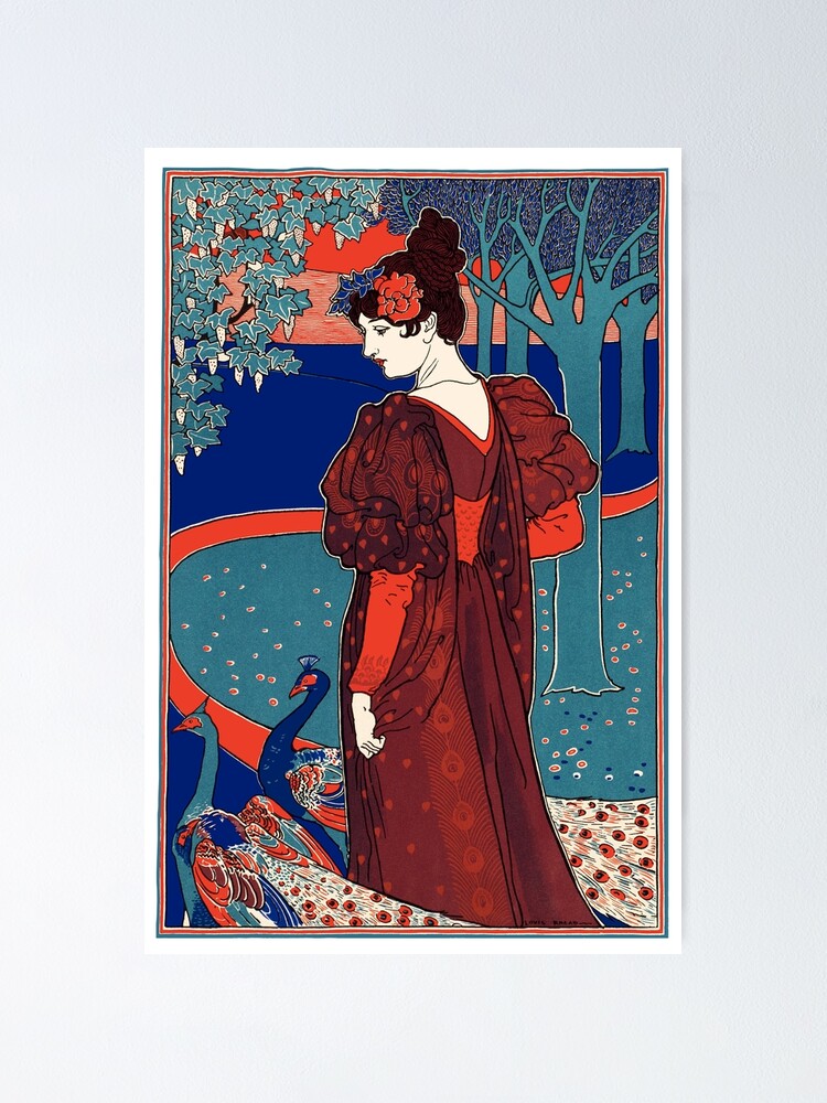 "Woman with Peacocks by Louis Rhead" Poster for Sale by CarbonCoping ...
