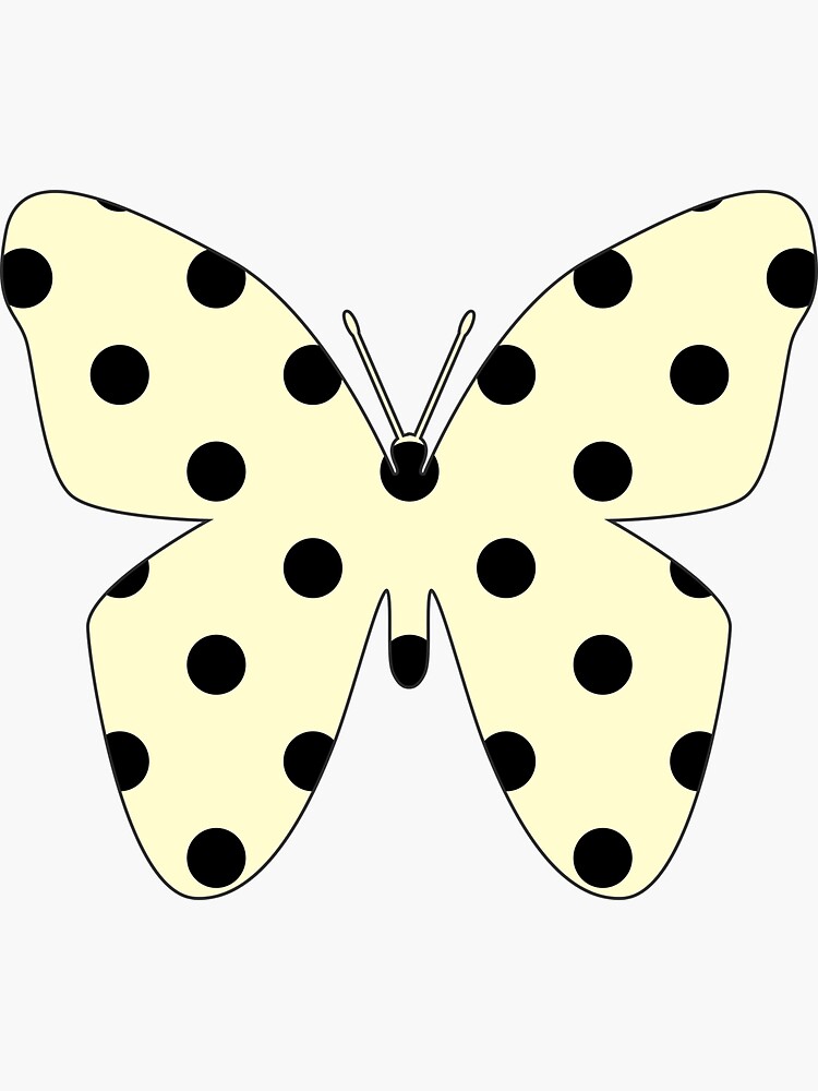 "Black and Cream Polka Dot Butterfly" Sticker for Sale by ...