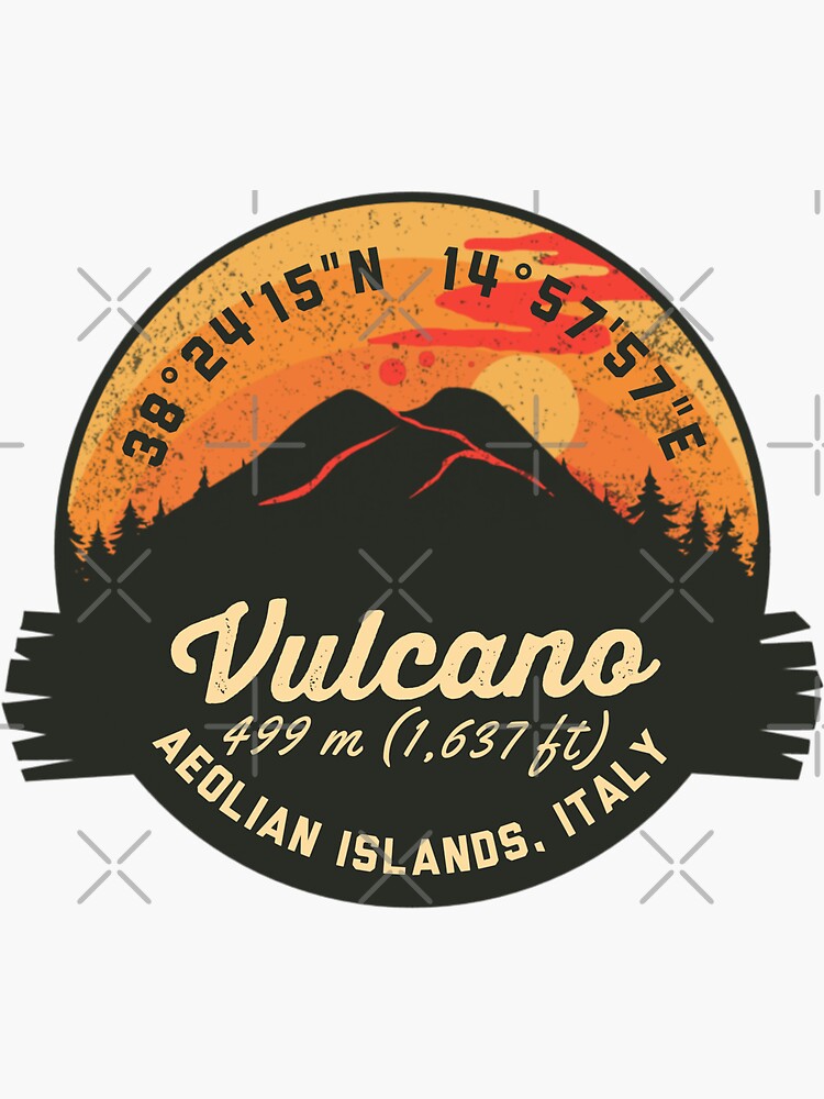 "Vulcano Italy Volcano Souvenirs Badge" Sticker for Sale by mountainfad ...