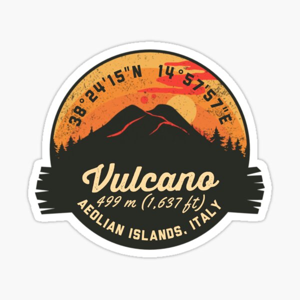 "Vulcano Italy Volcano Souvenirs Badge" Sticker for Sale by mountainfad ...