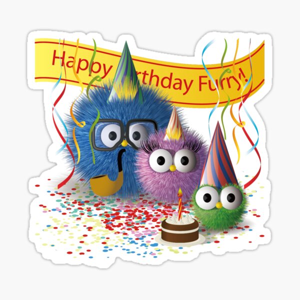 "Happy Birthday furry" Sticker for Sale by collhaus | Redbubble