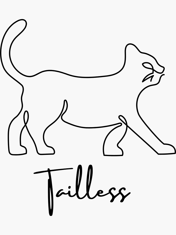 "Tailless No Tail Cat Fancy Outline" Sticker for Sale by HassaneGribi ...