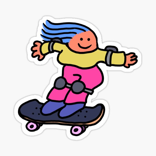 " Skateboarder WiWi" Sticker for Sale by RuppertTellac | Redbubble