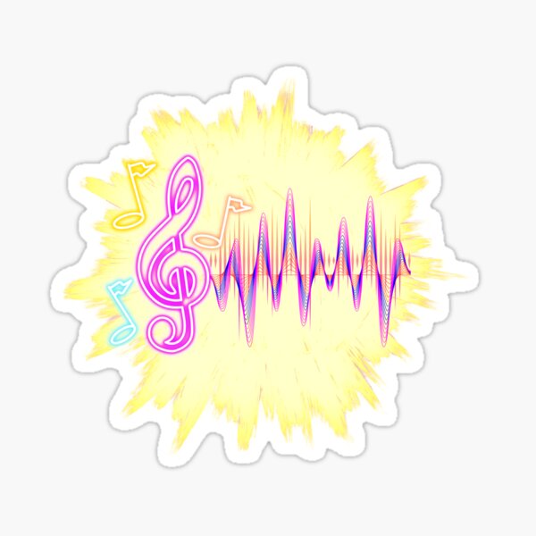 " music sticker , smile , radiate positivity , Clef Frequency Wave ...