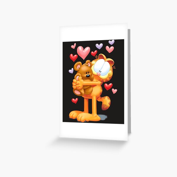 "Garfield Hugging Pooky with Hearts " Greeting Card for Sale by ...