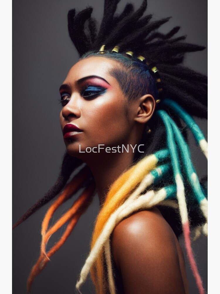 "Mohawk Queen Natural Hair Dreadlocks Portrait Art" Sticker for Sale by ...