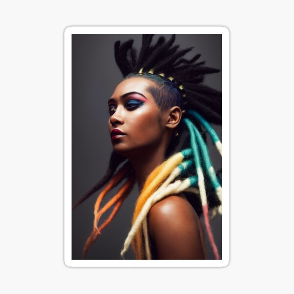 "Mohawk Queen Natural Hair Dreadlocks Portrait Art" Sticker for Sale by ...