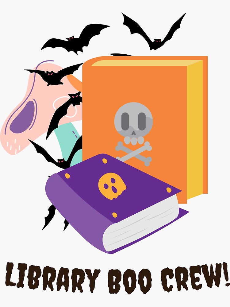"Library Boo Crew Design 3" Sticker for Sale by everythingpinkk | Redbubble