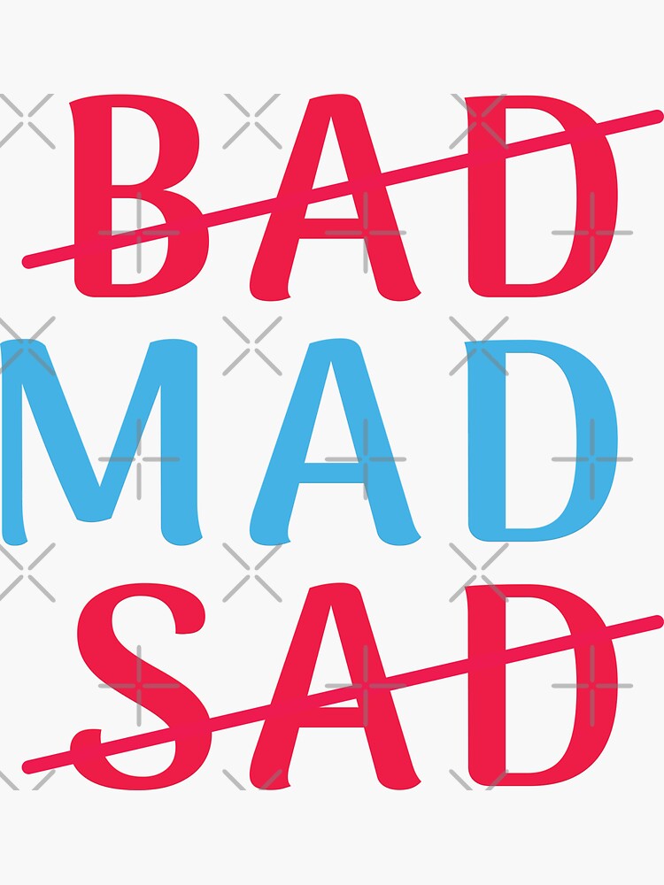 "Bad Mad Sad" Sticker for Sale by Thili-Designs | Redbubble