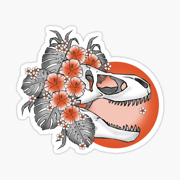 "Dinosaur Skull (T-Rex)" Sticker for Sale by rockgem | Redbubble