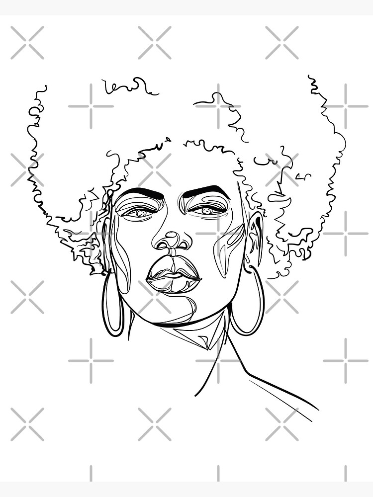 "Beautiful Womans Face, Line Art Drawing" Poster for Sale by ...