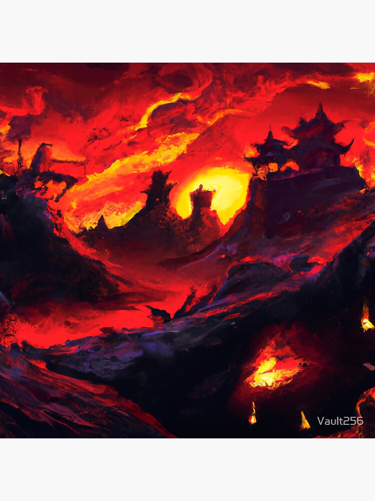 "Hellscape - Fiery Hell Landscape - AI Generated Art" Poster for Sale ...
