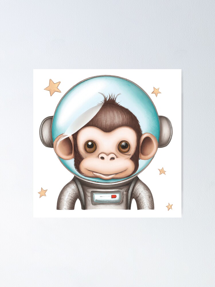 "A Monkey Astronaut in Space Suit " Poster for Sale by sabamerch ...