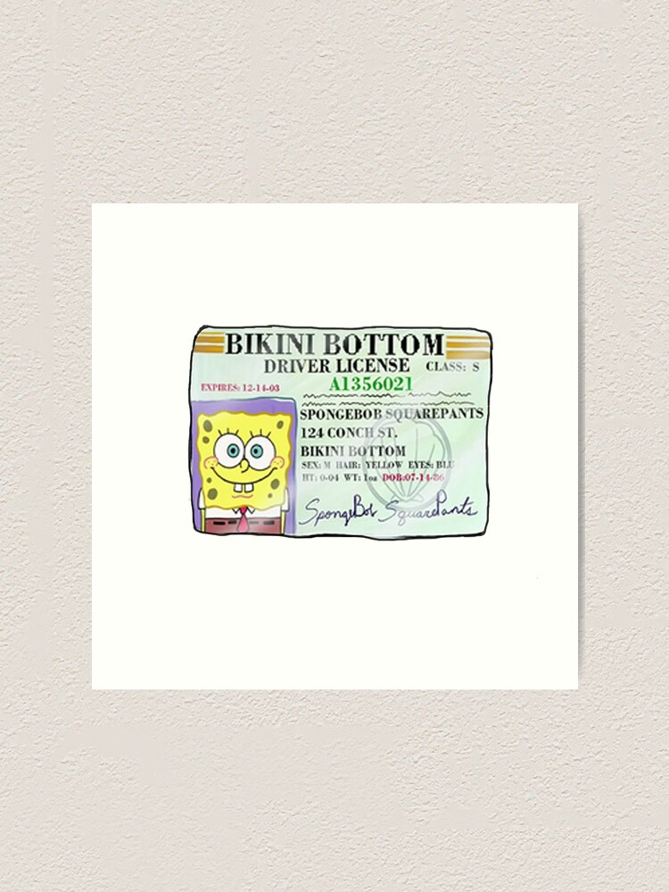 "Spongebob Squarepants Driver's License" Art Print for Sale by akachayy ...