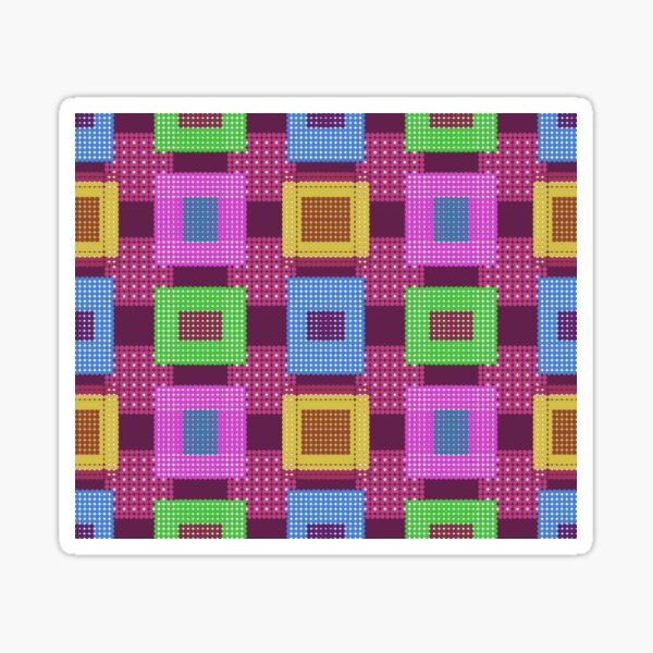 "Colorful Squares Grids and Dots Seamless Pattern" Sticker for Sale by ...