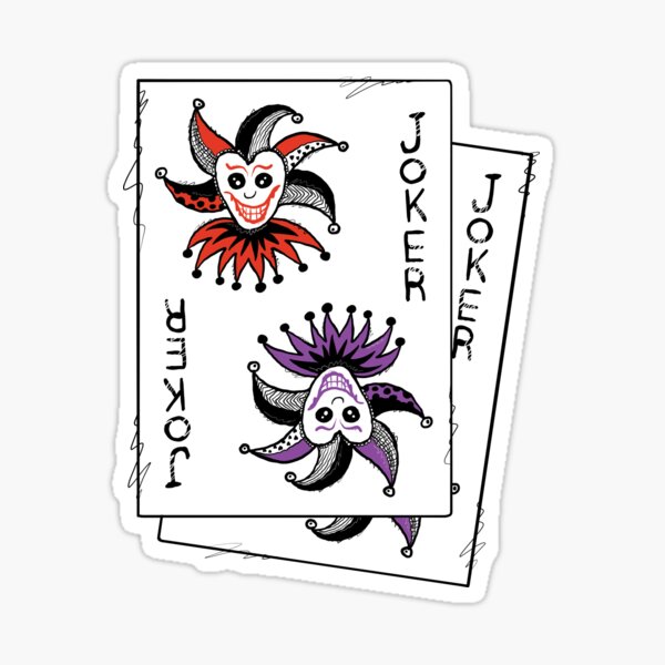 "Smiley Joker, playing cards" Sticker for Sale by courbebleue | Redbubble