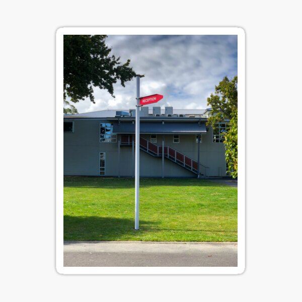 "School Reception Sign" Sticker for Sale by urbanfragments | Redbubble