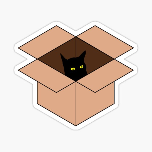 "Black cat in a box" Sticker for Sale by hedoniism-shop | Redbubble
