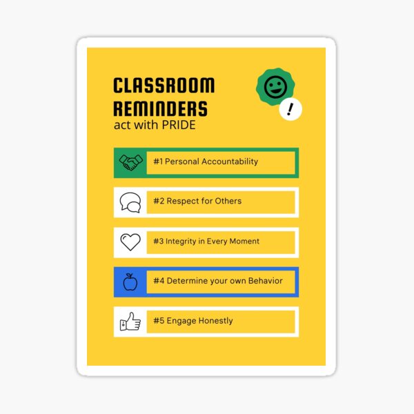 "Classroom Reminders" Sticker for Sale by eeh112 | Redbubble