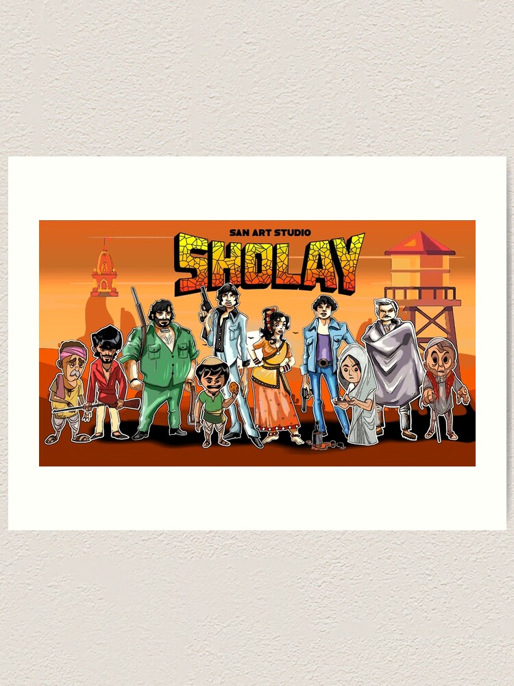 Sholay Cartoons Art Print For Sale By Sansahota Redbubble