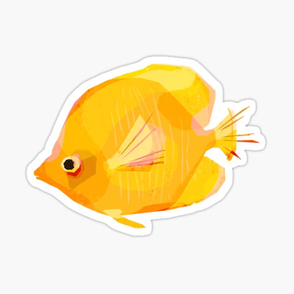 "Yellow Tang Fish Illustration" Sticker for Sale by hannaveee | Redbubble