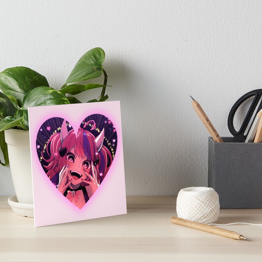 "Ironmouse Cute Vtuber Girl Neon Heart Frame with Devil Horns" Art ...