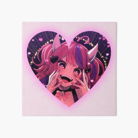 "Ironmouse Cute Vtuber Girl Neon Heart Frame with Devil Horns" Art ...