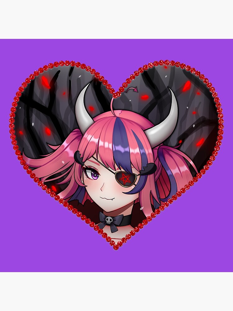 "Ironmouse Cute Vtuber Girl with Horns In a Rose Floral Edge HEart ...
