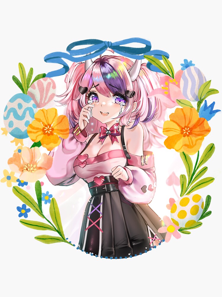 "Ironmouse Cute Vtuber Girl with Beautiful Floral Garland Frame ...