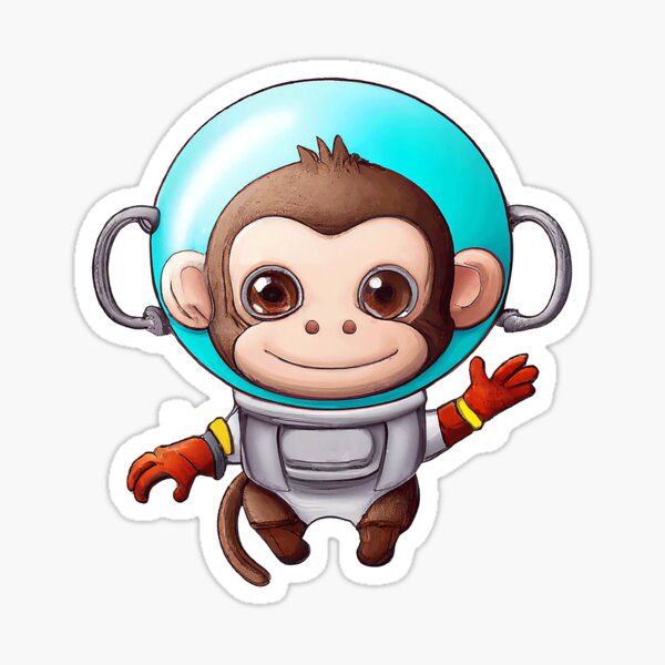 "A Monkey Astronaut in Space Suit " Sticker for Sale by sabamerch ...