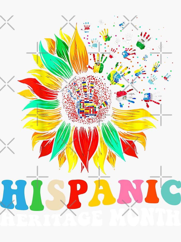 "Hispanic Heritage Month, Latino Countries Hand Flag Tree Root Groovy ...