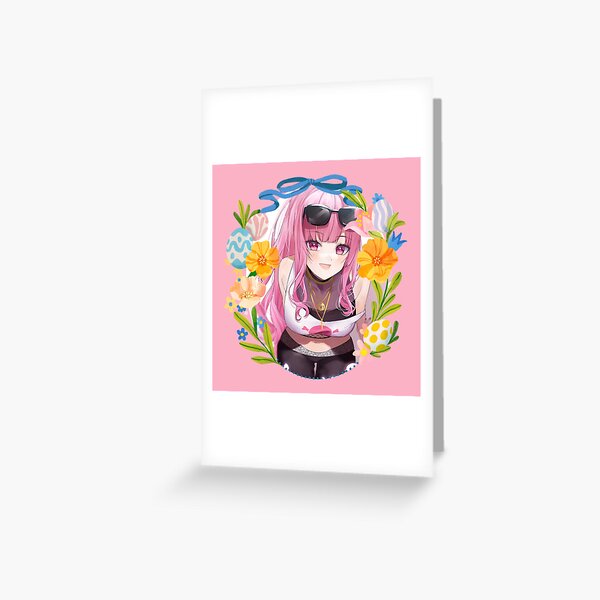 "Mori Calliope Cute Vtuber Clover Beautiful Floral Frame" Greeting Card ...