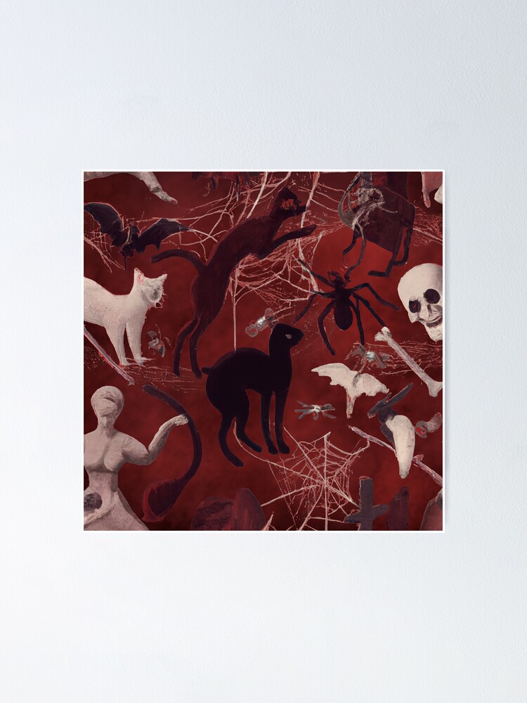 "Halloween Pattern | Spooky Scary Skeletons Ghosts Spiders Cats Bats ...