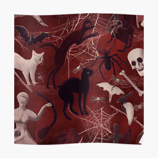 "Halloween Pattern | Spooky Scary Skeletons Ghosts Spiders Cats Bats ...