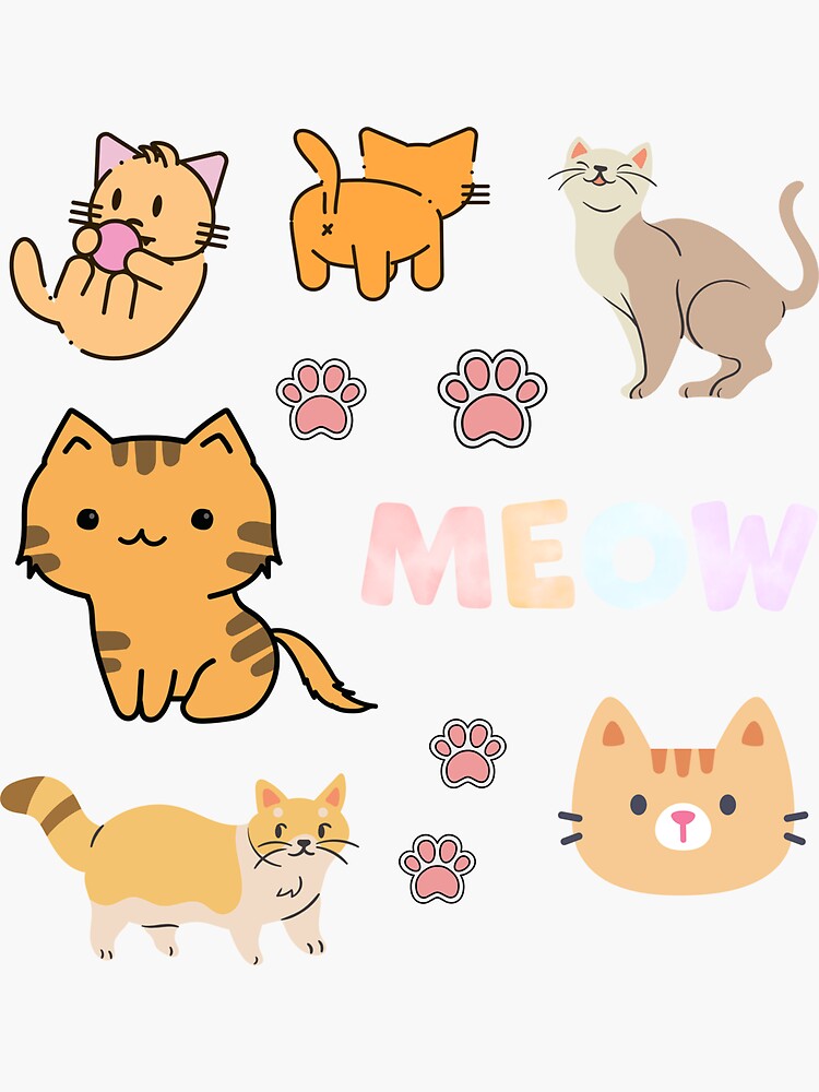 "cute orange cat sticker pack" Sticker for Sale by KallieCo | Redbubble