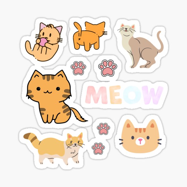 "cute orange cat sticker pack" Sticker for Sale by KallieCo | Redbubble