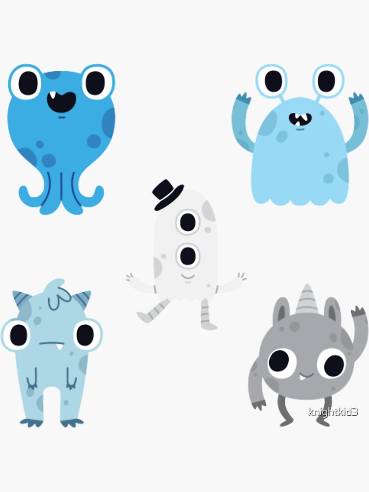 "Cute Blue Monsters" Sticker for Sale by knightkid3 | Redbubble