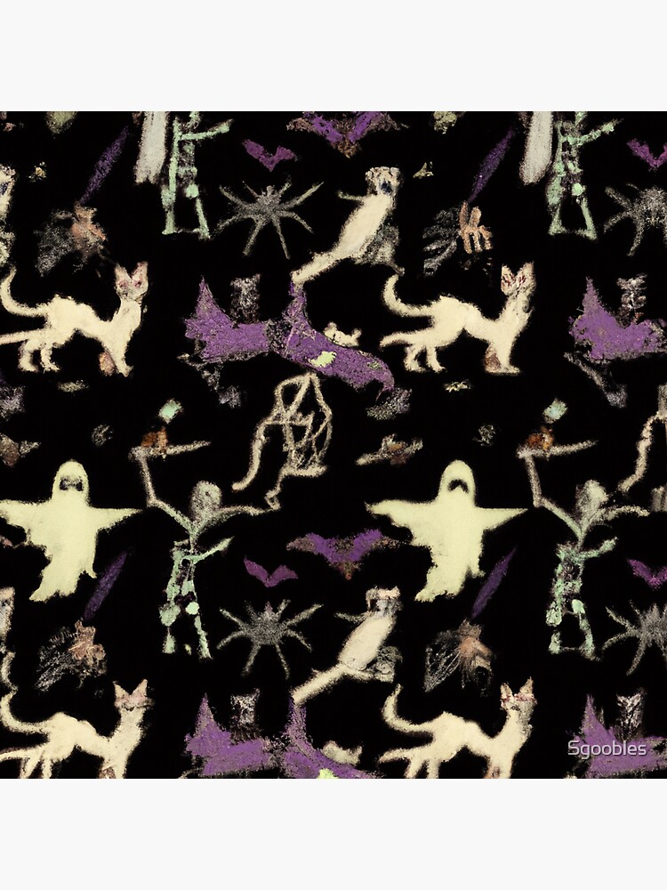 "Halloween Pattern | Spooky Scary Skeletons Ghosts Spiders Cats Witches ...