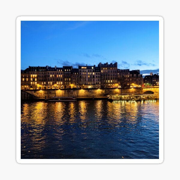 "Seine River at Night" Sticker for Sale by KayArtandPencil | Redbubble