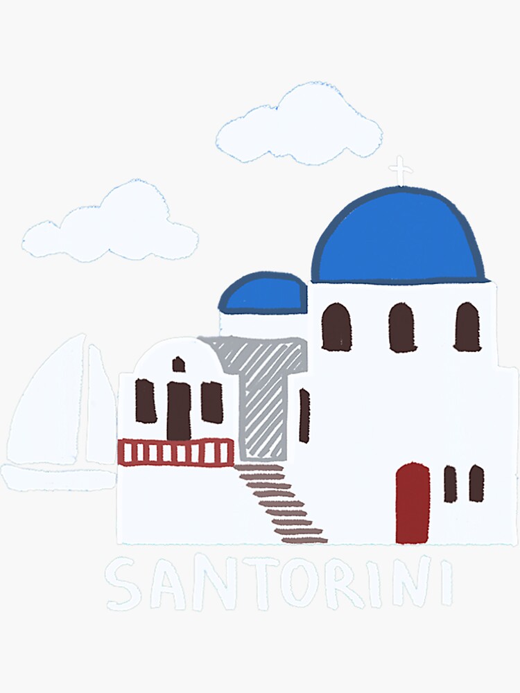 "Santorini Blue Dome Ship" Sticker for Sale by teeminghearing4 | Redbubble