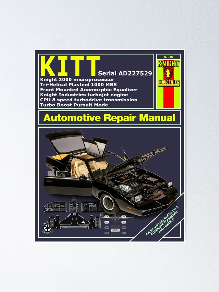 "KITT REPAIR MANUAL, KNIGHT RIDER, 80S, GEN X, RETRO, POP CULTURE, TV ...