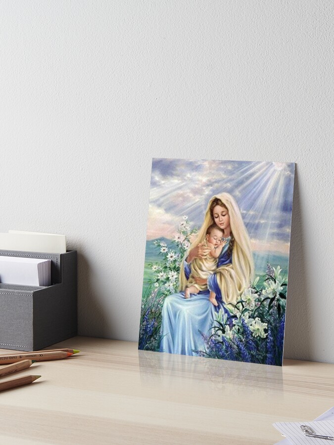 "Mother Mary Holding Baby Jesus Christ" Art Board Print for Sale by ...