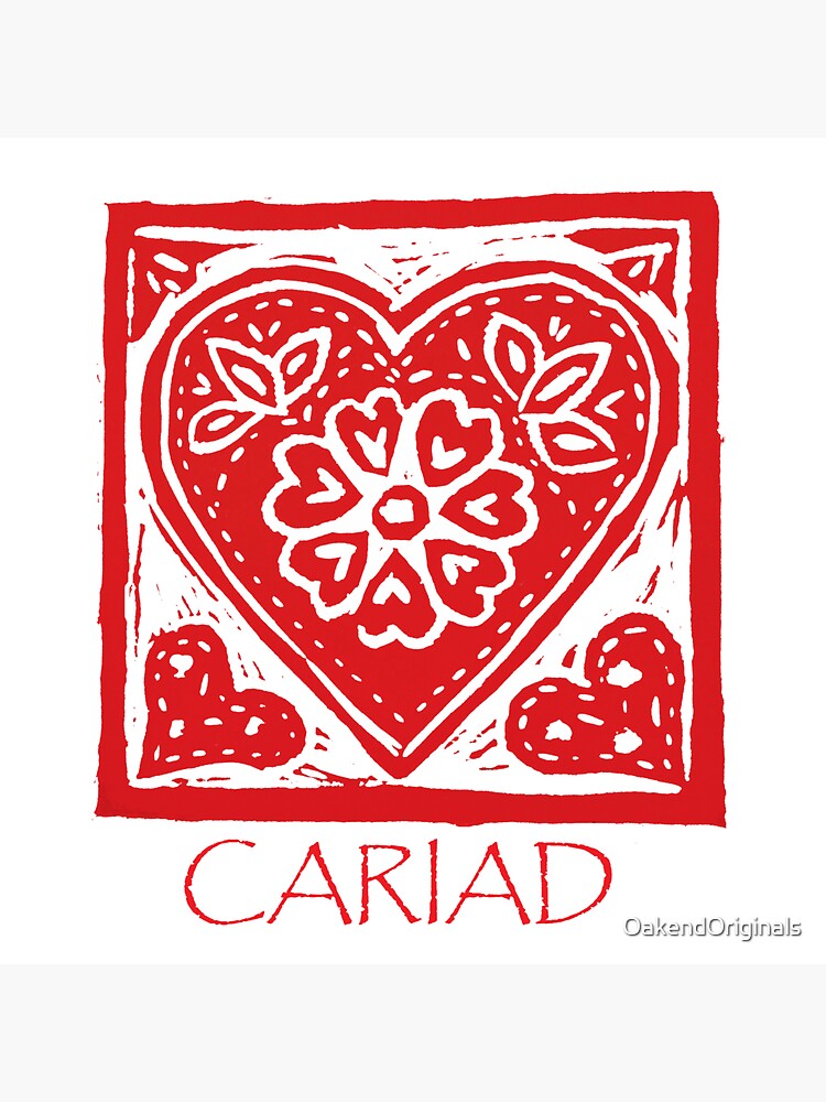 "Cariad Darling heart lino print red" Sticker for Sale by ...