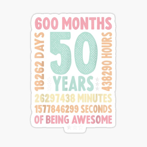 "50th Birthday 50 Years Old Vintage Retro - 50 yr old" Sticker for Sale ...