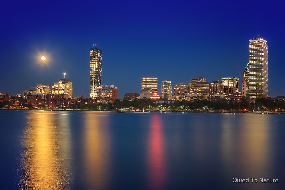 "Boston's Blue Moon Skyline" by Owed To Nature | Redbubble